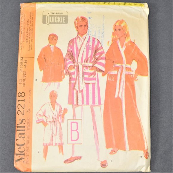 McCall's | Office | 969 Mccalls Robe Sewing Patterns Crafts 2218 W ...
